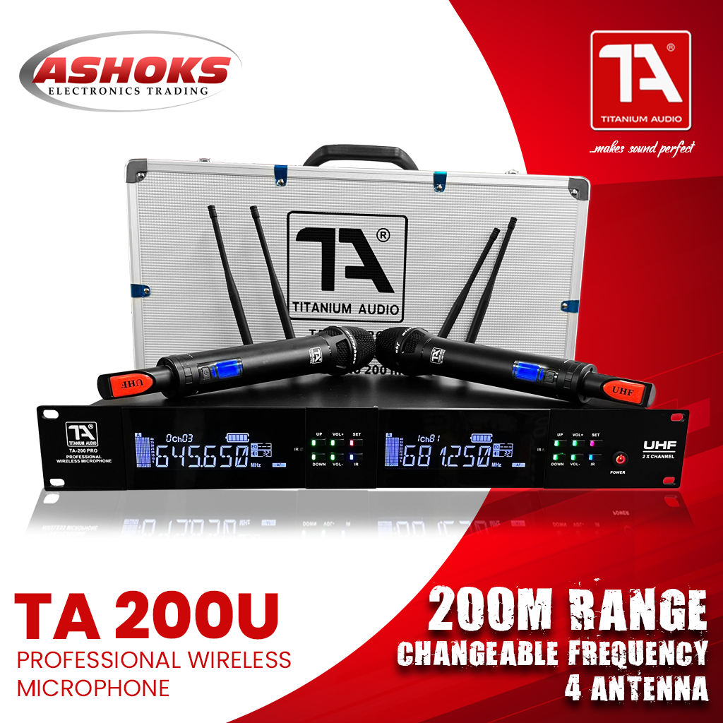 Titanium Audio 200U Wireless Microphone / 2 Channel UHF Wireless Mic ...