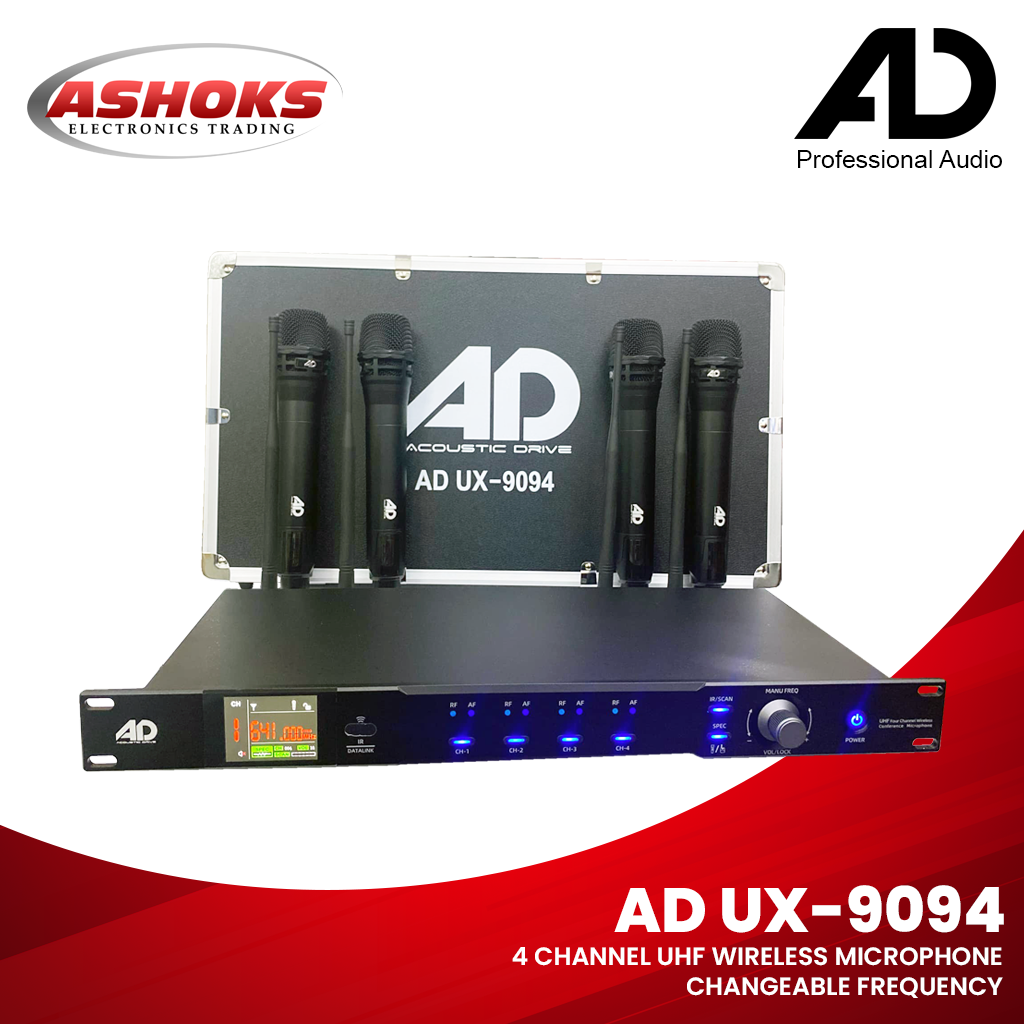 AD UX-9094 / Changeable Frequency / 4pcs. Wireless Mic / 400CH / Profe ...